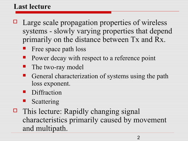 mobile radio propagation and fading | PPT