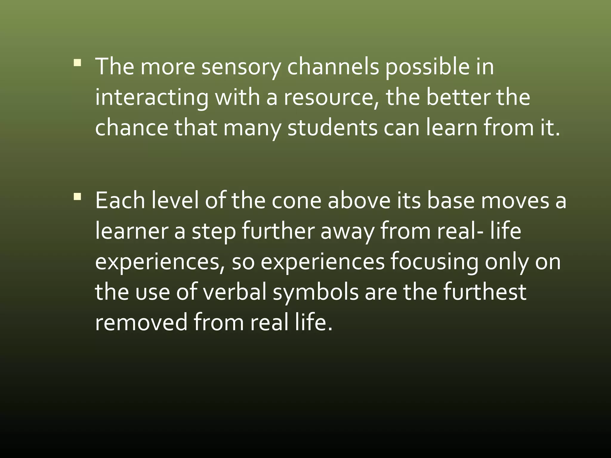 Lecture 6 2- edgar dale s cone of experience | PPT