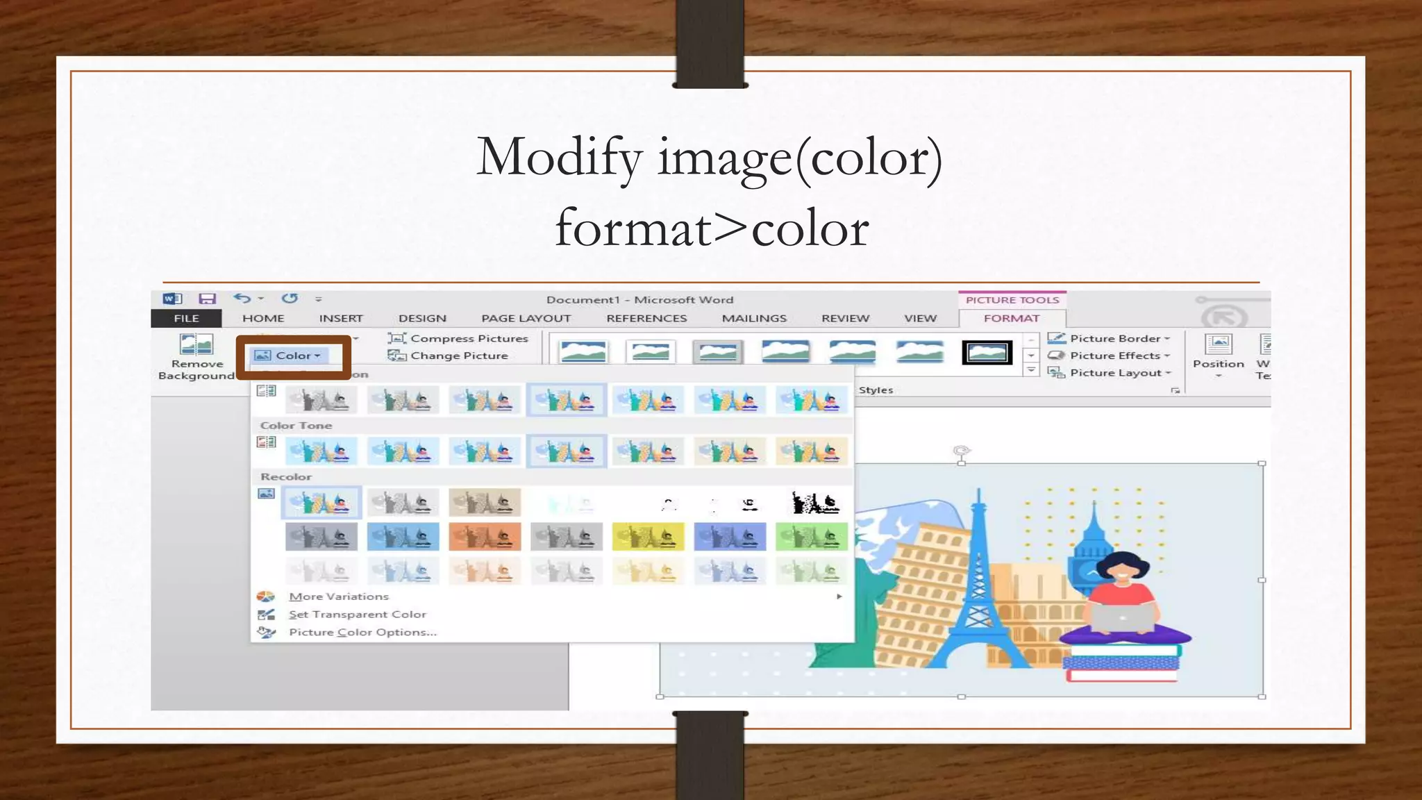 Inserting and modifying images in MS Word | PPTX | Desktop Publishing | Computer Software and ...