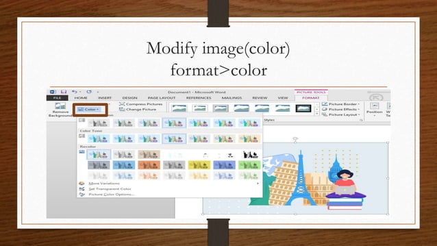 Inserting and modifying images in MS Word | PPTX | Desktop Publishing | Computer Software and ...