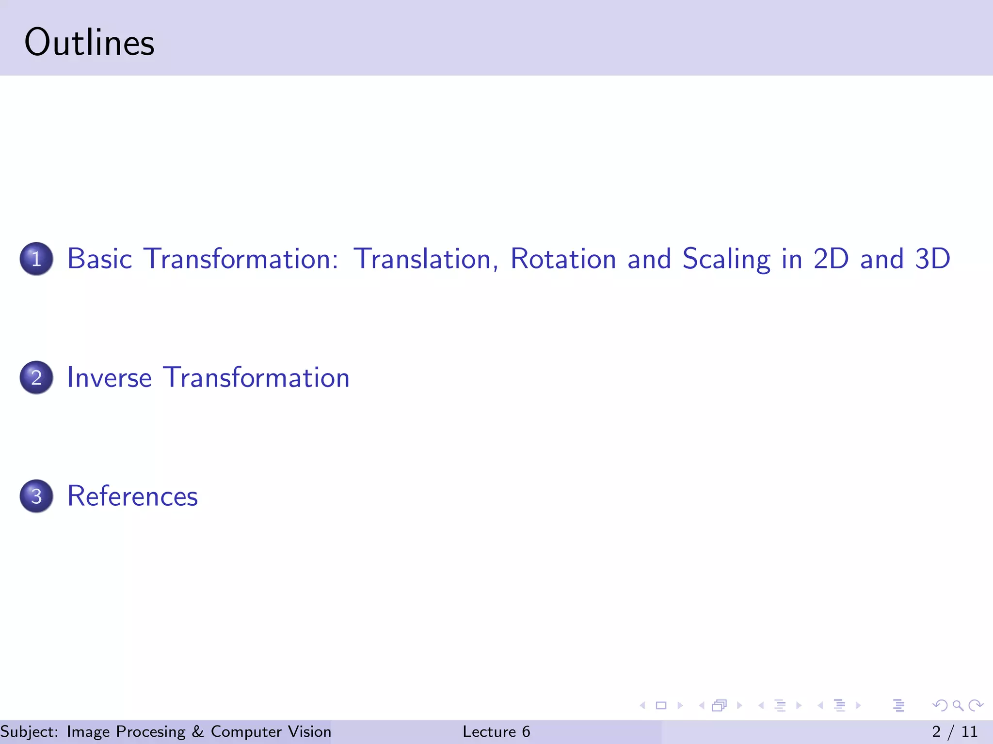 Lecture 6 Basic Transform Translation Rotation Scaling Pdf 3 D 9128