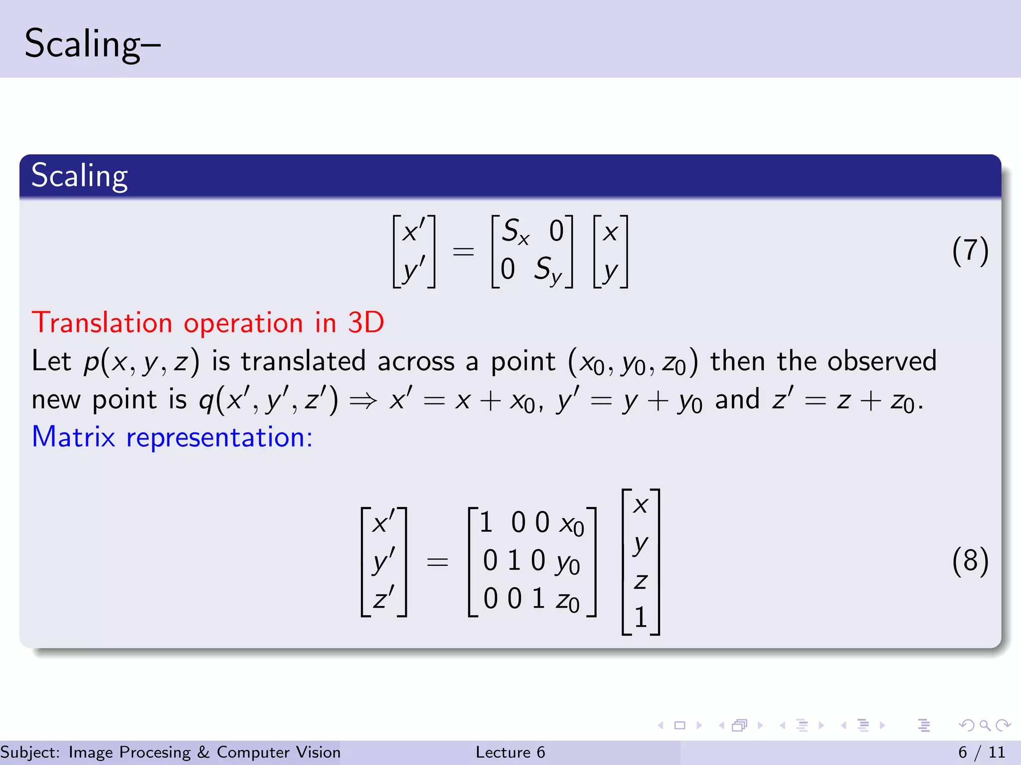 Lecture 6 Basic Transform Translation Rotation Scaling Ppt 7200