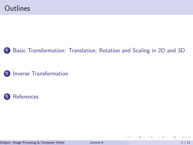 Lecture 6 Basic Transform: Translation, Rotation, Scaling | PDF | 3-D Graphics | Computer ...