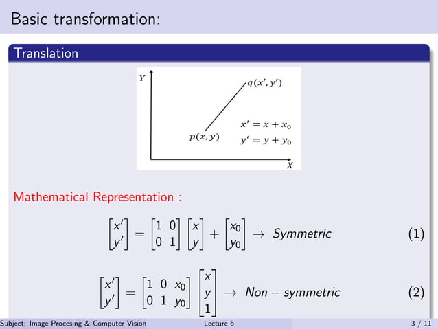 Lecture 6 Basic Transform Translation Rotation Scaling Ppt