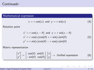 Lecture 6 Basic Transform: Translation, Rotation, Scaling | PDF