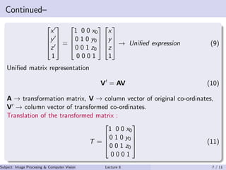 Lecture 6 Basic Transform: Translation, Rotation, Scaling | PDF
