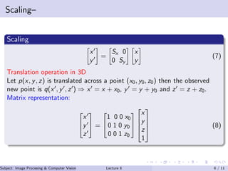 Lecture 6 Basic Transform: Translation, Rotation, Scaling | PPT