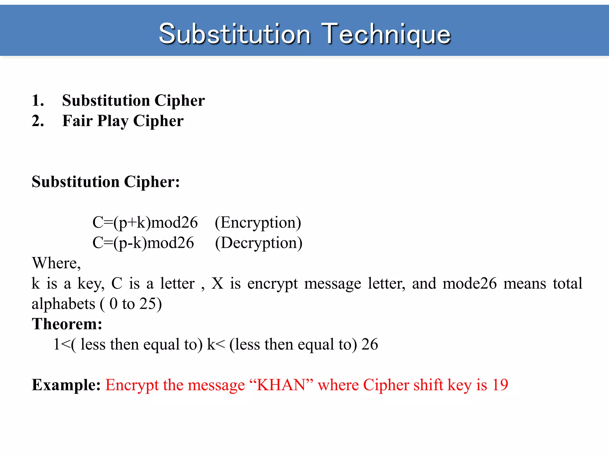 Caesar Cipher , Substitution Cipher, PlayFair and Vigenere Cipher | PDF