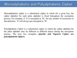 Caesar Cipher , Substitution Cipher, PlayFair and Vigenere Cipher | PDF