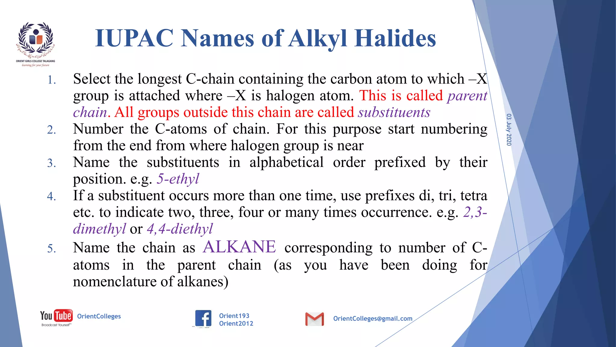 Nomenclature of Alkyl Halides | PDF