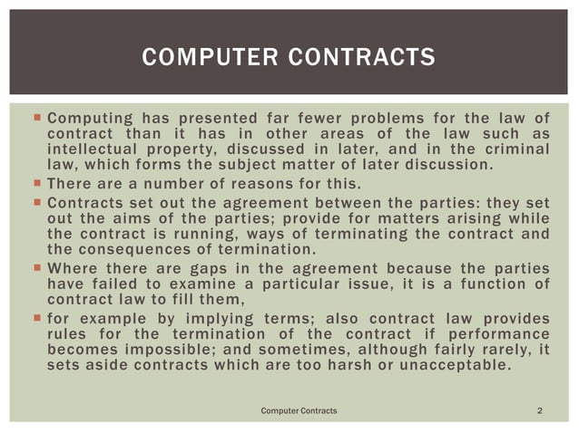 Computer Contracts | PPTX | Legal Services Industry | Industries
