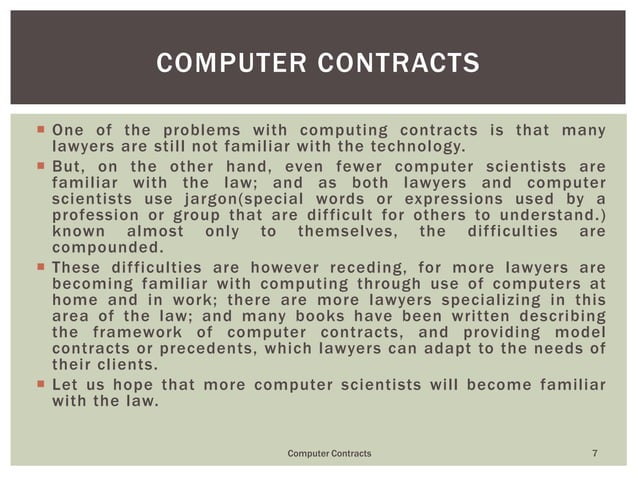 Computer Contracts | PPTX | Legal Services Industry | Industries