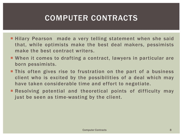 Computer Contracts | PPTX | Legal Services Industry | Industries