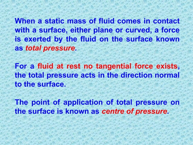 HYDROSTATIC LAW OF FORCE OF A FLUID PARTICLES | PPT