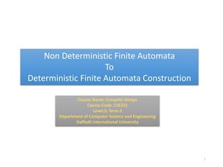 Lecture 6.1 - NFA to DFA toc and compiler design | PDF