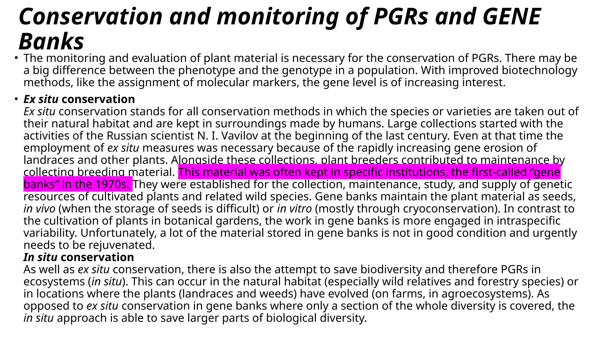 Conservation and monitoring of pgrs and gene banks | PPTX