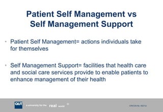 HLN004 Lecture 6 - Chronic conditions self management | PPTX