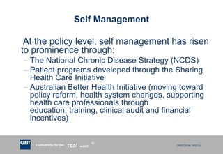 HLN004 Lecture 6 - Chronic conditions self management | PPTX