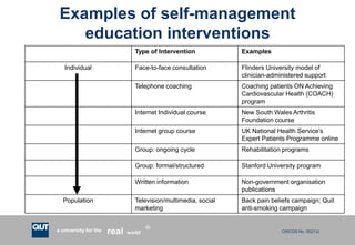 HLN004 Lecture 6 - Chronic conditions self management | PPTX