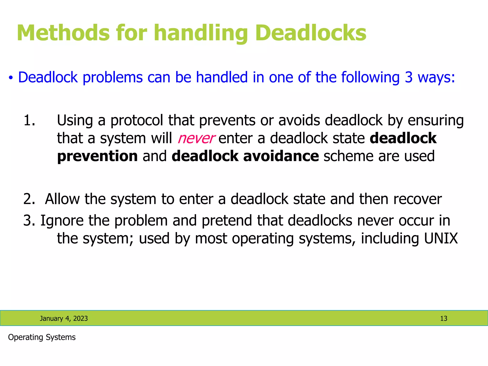 Lecture 6- Deadlocks (1) (1).pptx | Operating Systems | Computer Software and Applications