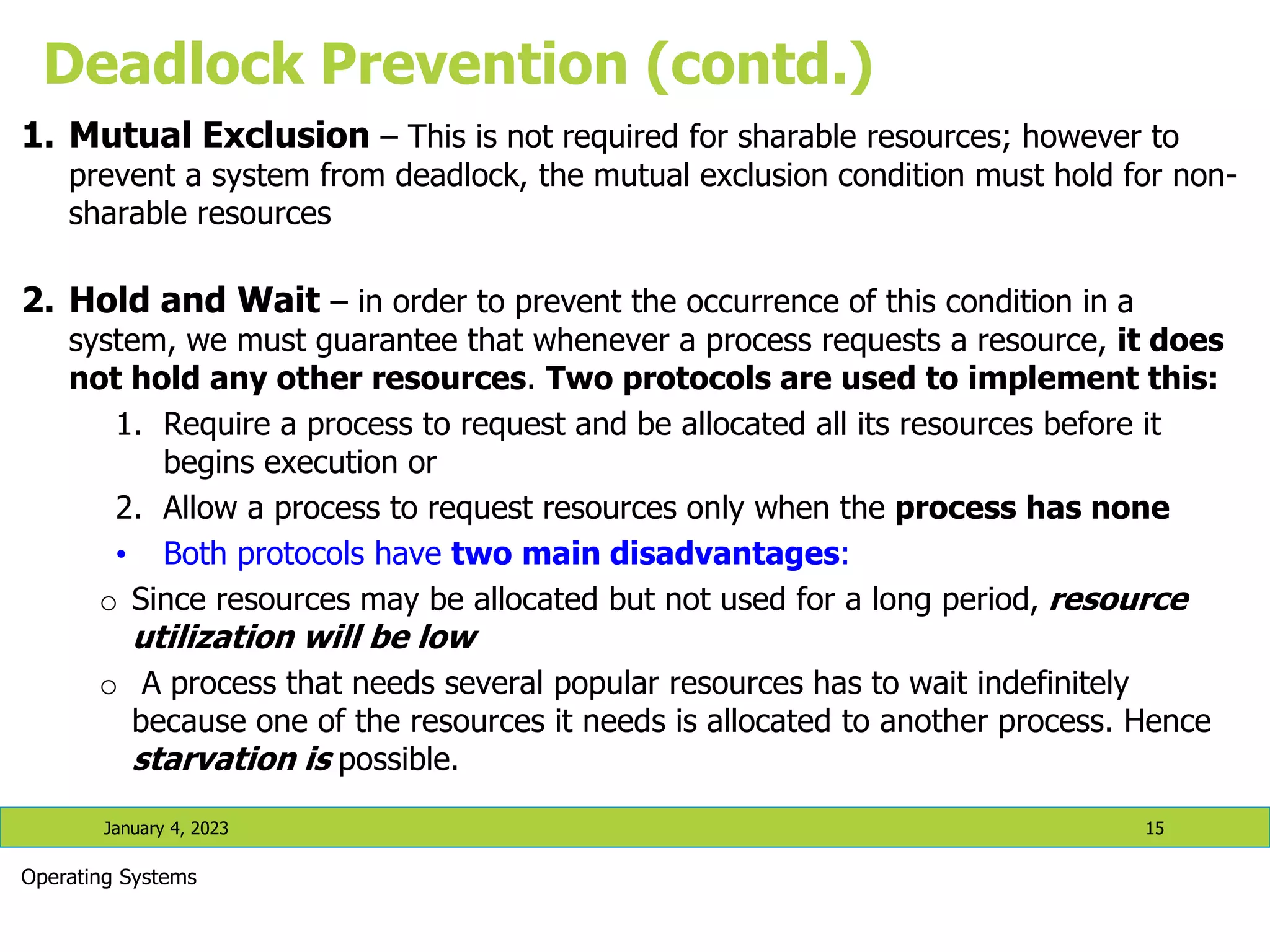 Lecture 6- Deadlocks (1) (1).pptx | Operating Systems | Computer Software and Applications