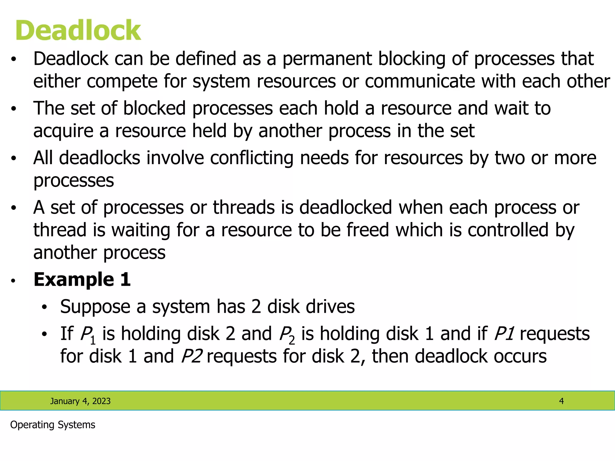 Lecture 6- Deadlocks (1) (1).pptx | Operating Systems | Computer Software and Applications