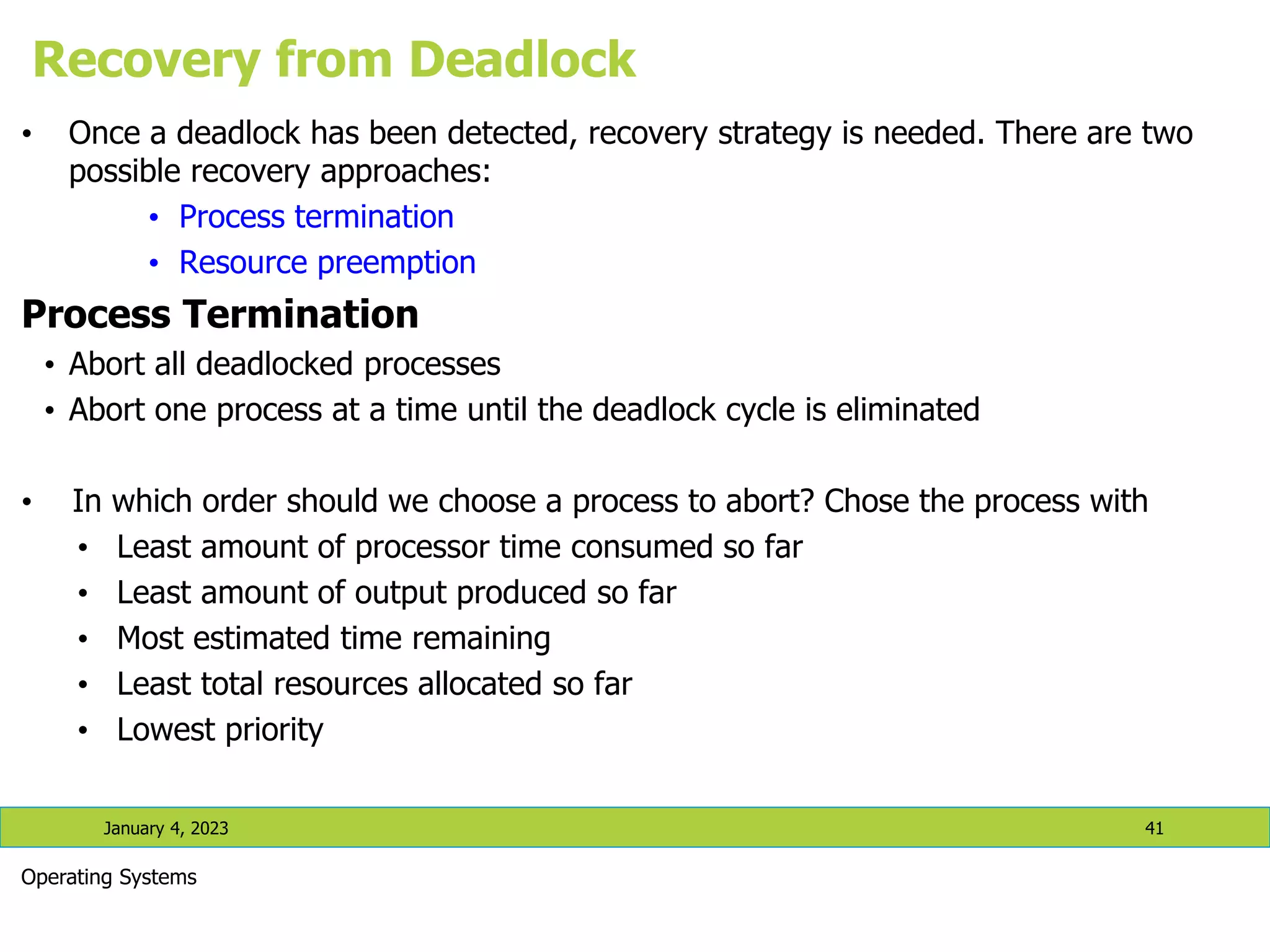 Lecture 6- Deadlocks (1) (1).pptx | Operating Systems | Computer Software and Applications