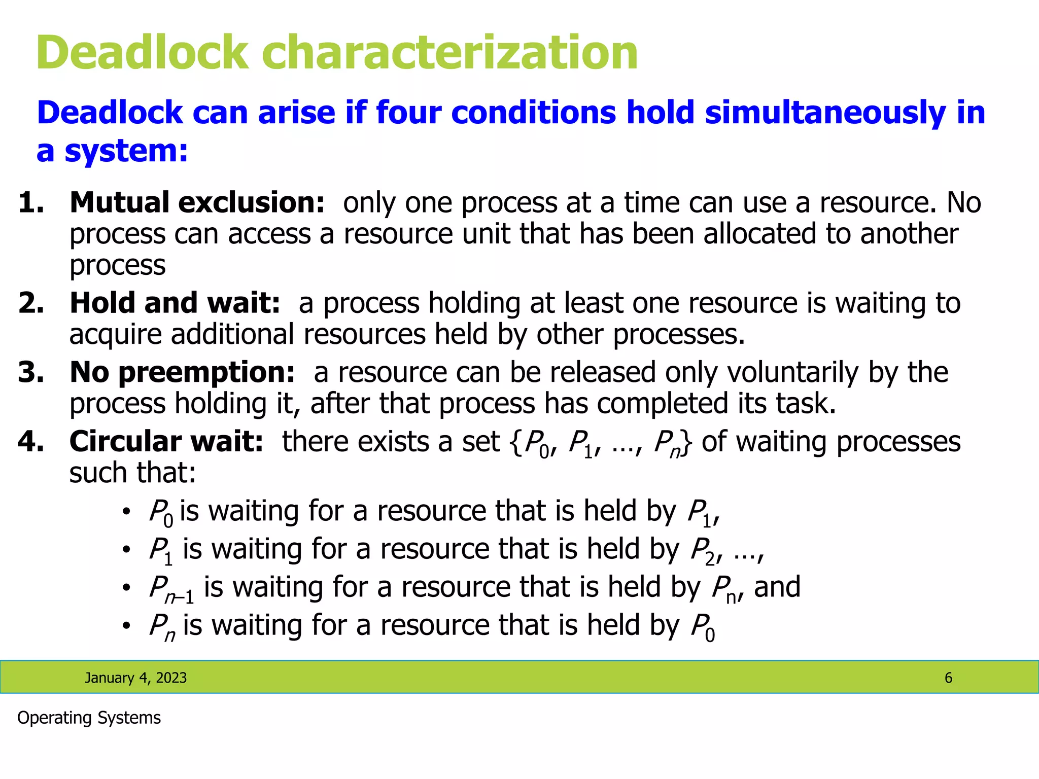 Lecture 6- Deadlocks (1) (1).pptx | Operating Systems | Computer Software and Applications