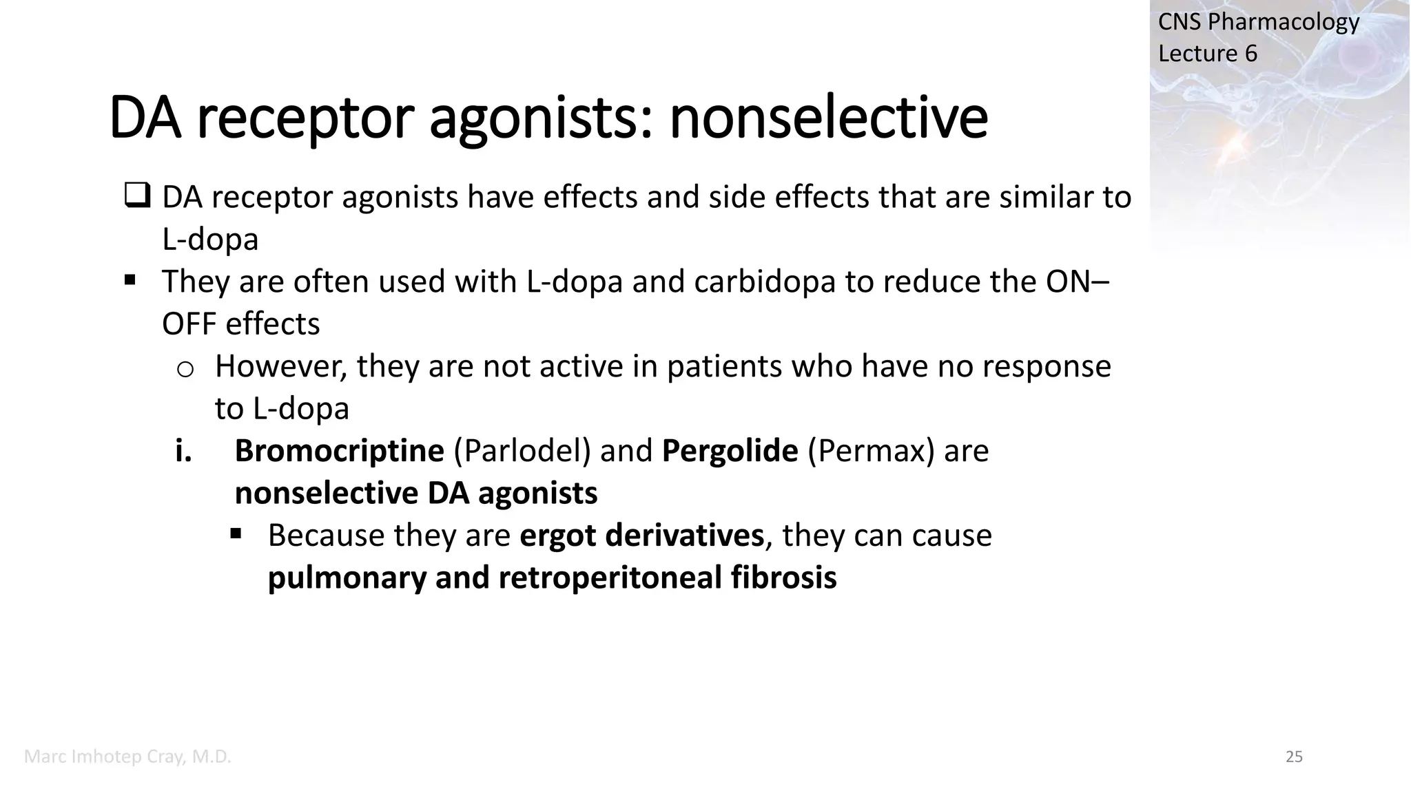 Lect. 6 Drugs for Neurodegenerative Diseases | PDF