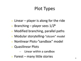 Writing and Interactive Storytelling (lecture 6 Game Development) | PPT