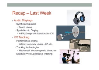 COMP 4010 Lecture6 - Virtual Reality Input Devices | PDF