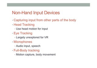COMP 4010 Lecture6 - Virtual Reality Input Devices | PDF