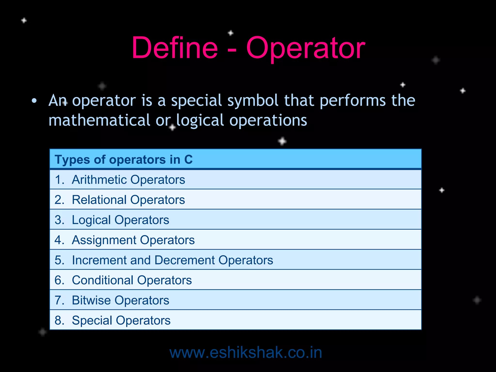 Lecture 6 Operators Ppt Programming Languages Computing