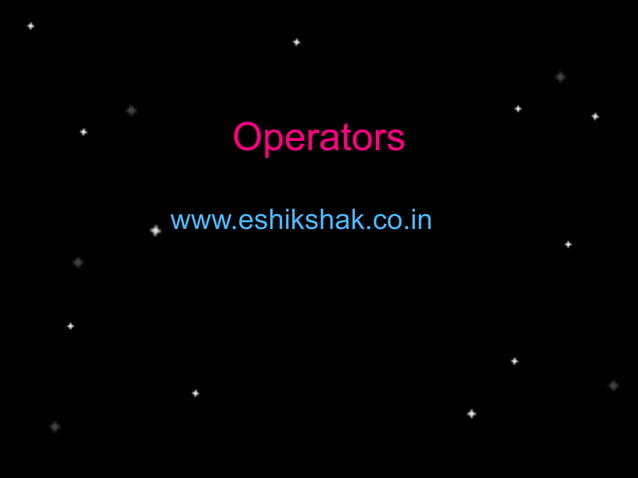 Lecture 6 operators | PPT