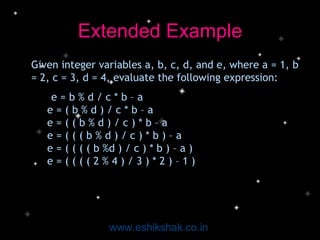 Lecture 6 operators | PPT | Programming Languages | Computing