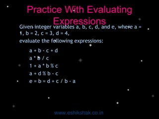 Lecture 6 operators | PPT | Programming Languages | Computing