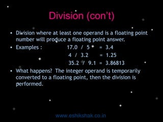 Lecture 6 operators | PPT | Programming Languages | Computing
