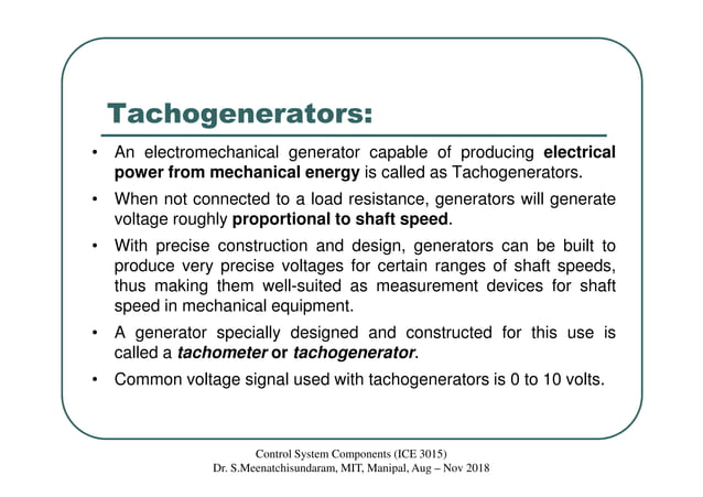 Lecture 6 Tachogenerators | PDF | Physics | Science