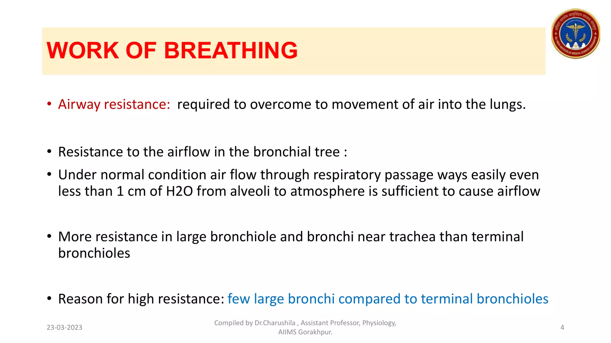 lecture 6 /2023-Respiratory Physiology - work of breathing , dead space.pdf