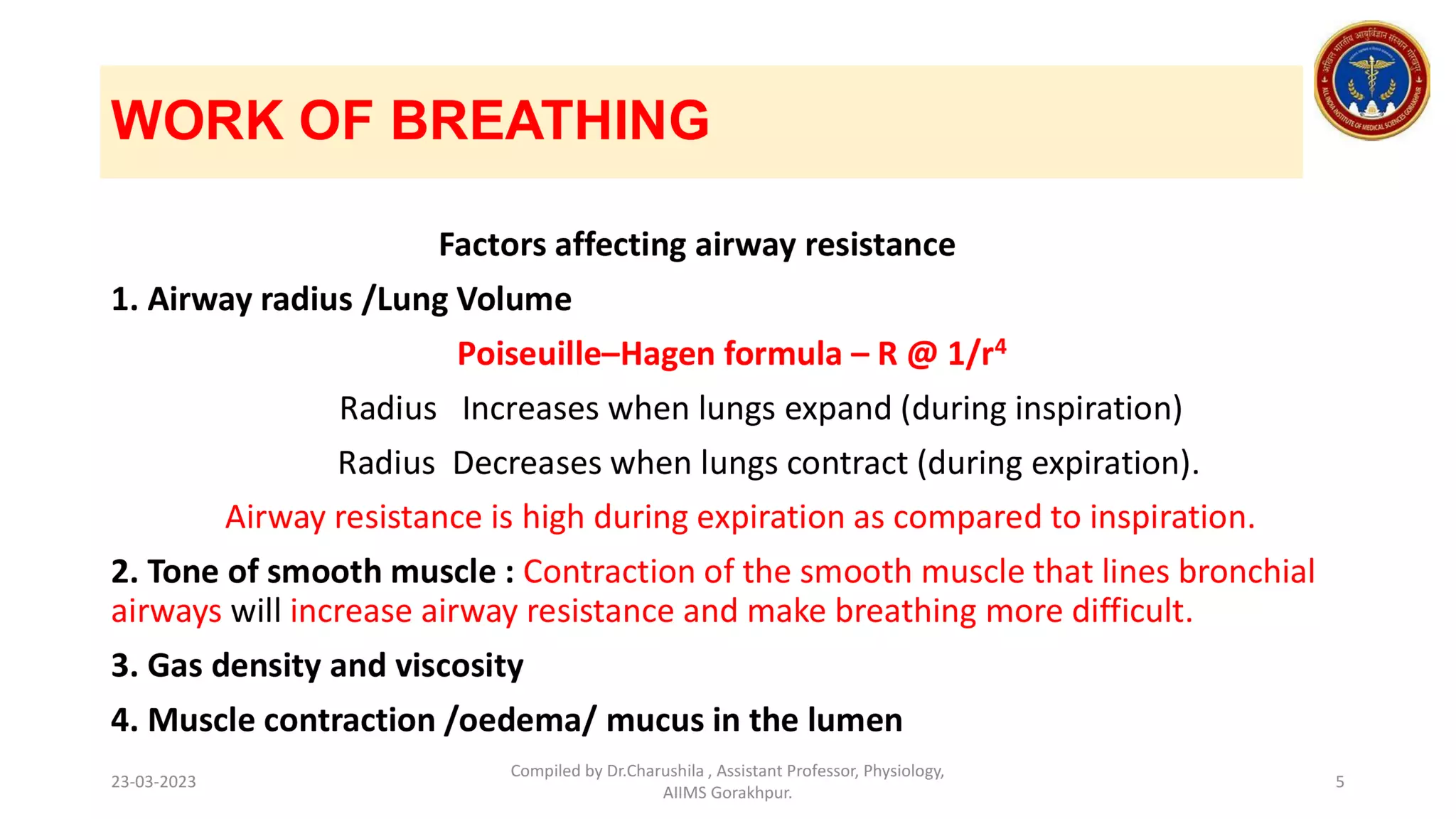lecture 6 /2023-Respiratory Physiology - work of breathing , dead space.pdf