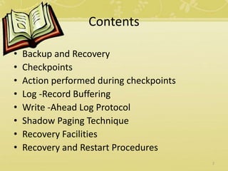 Backing Up and Recovery | PPT