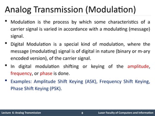Lecture 6 Analog Transmission Explained | PPTX