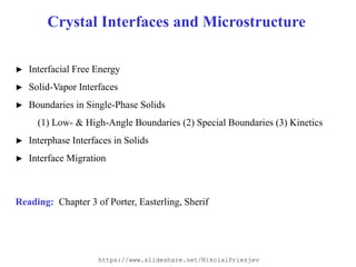 Lecture: Crystal Interfaces and Microstructure | PDF