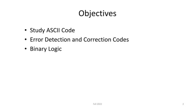 Lecture6 Chapter1 Ascii Code Error Detection And Correction Codes And Binary Logicpdf 