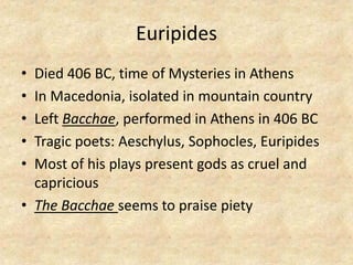 Lecture 6 Dionysos & The Bacchae | PDF