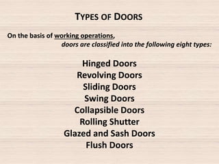 Lecture6 doors and windows | PPTX