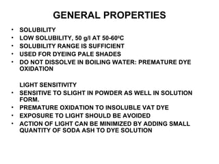 Lecture 6 dyeing of cotton with vat and sulphur dyes | PPT