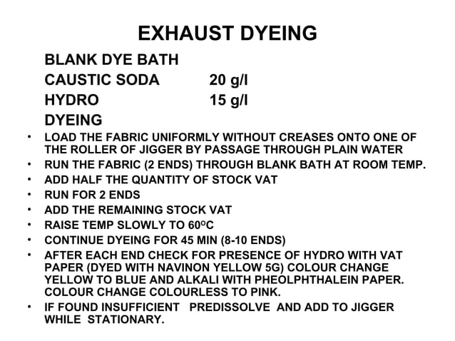 Lecture 6 dyeing of cotton with vat and sulphur dyes | PPT