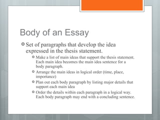 paragraph and essay writing principles and rules | PPT