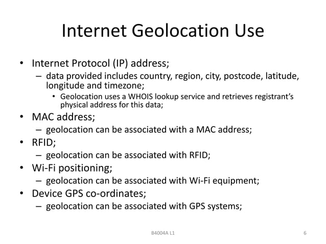 Lecture 6 Geolocation Pptx Internet Computing